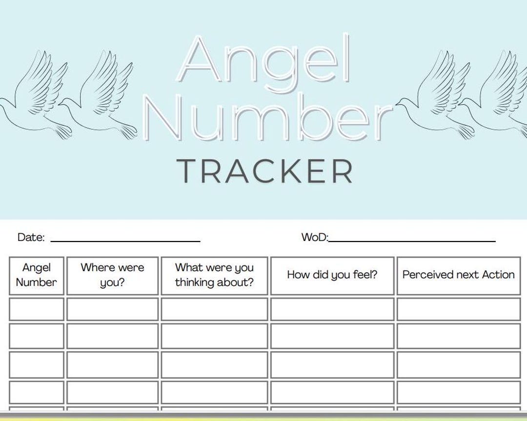 Angel Number Tracker Printable Spiritual Journal PDF Track Angel ...
