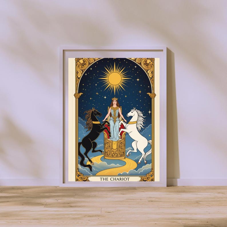 The Chariot Tarot Card | Art Nouveau Celestial Print | Divine Victory ...