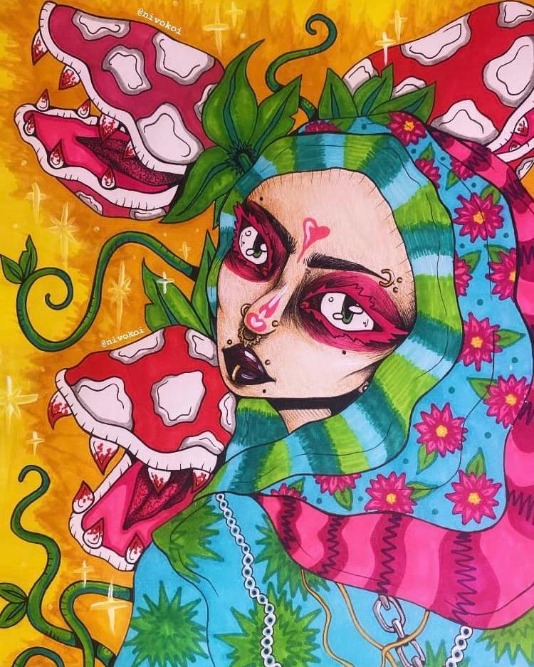 Venus Fly Trap Queen Colorful Art Print of Anime Girl - Etsy