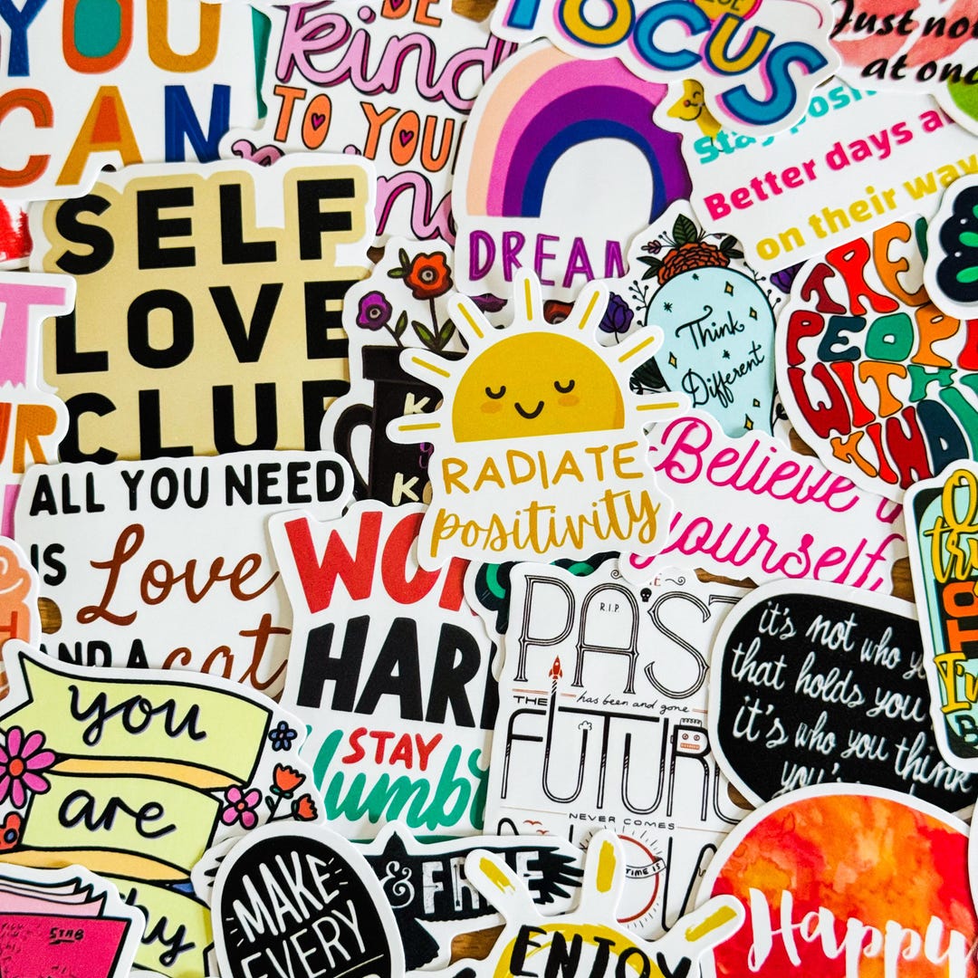 50pcs Inspirational Words Stickers, Vinyl Waterproof Stickers for Water ...