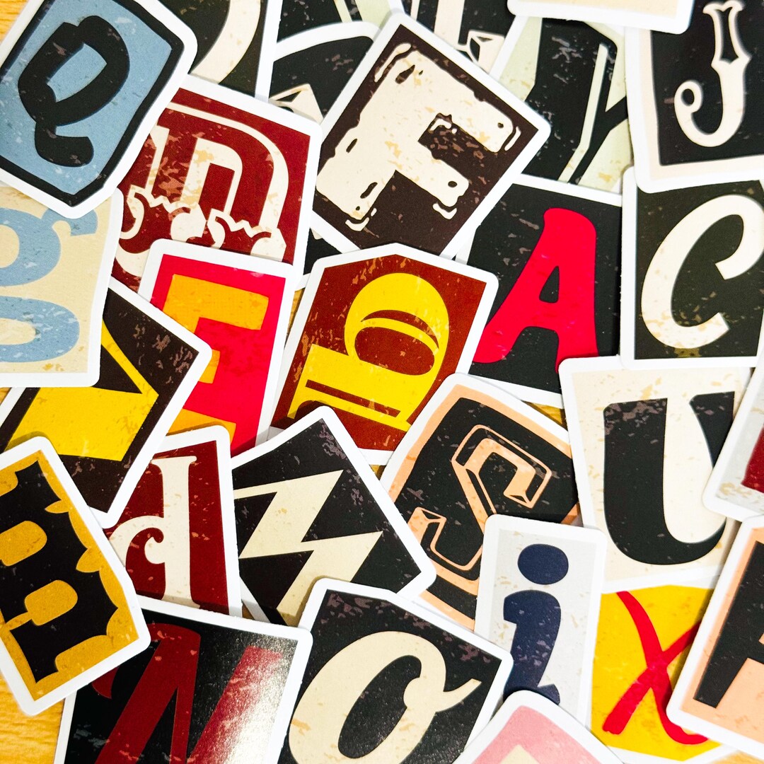 52pcs Retro Alphabet Stickers, Letters Self Adhesive Crafts Scrapbook ...