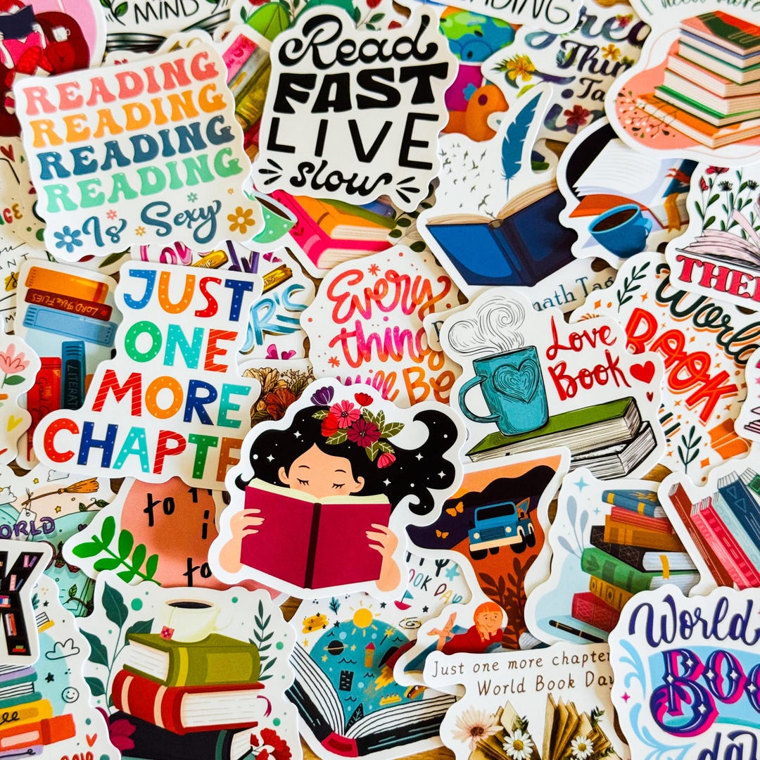 50pcs Books Reading Stickers, Read Book Sticker Pack, Graffiti ...