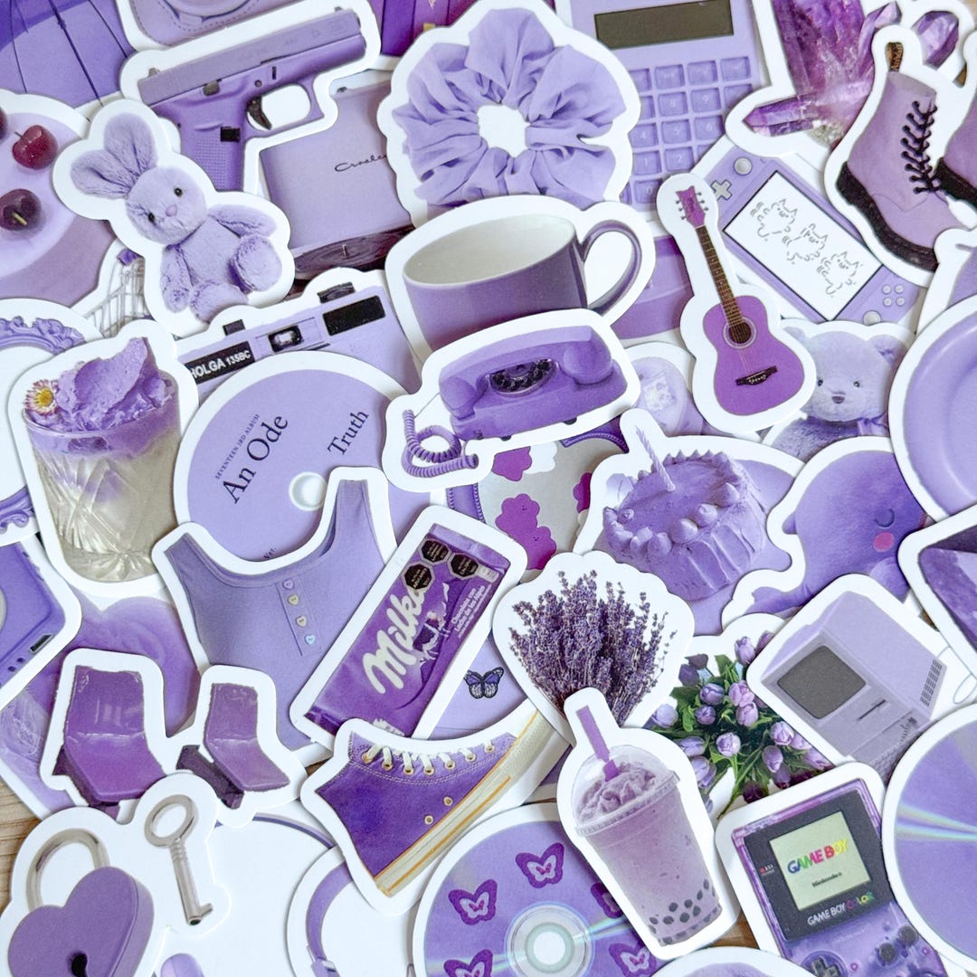 50pcs Purple Aesthetic Stickers, Purple Sticker Pack, Purple Stickers ...