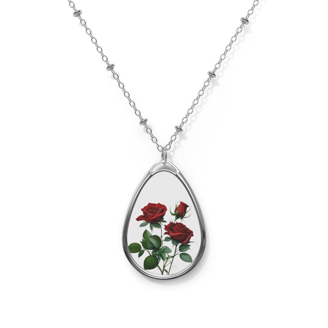 Floral Rose Pendant Necklace Botanical Jewelry,rose Flower Necklace ...