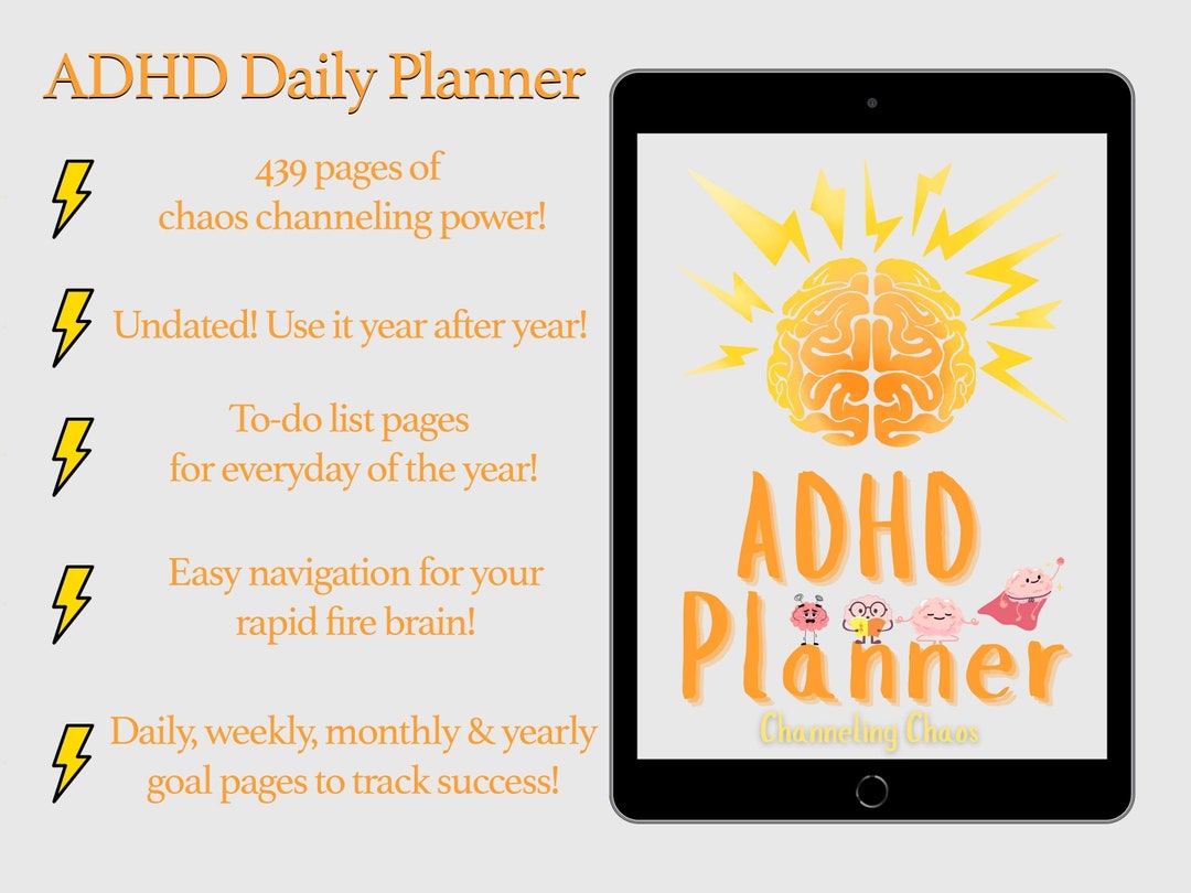 ADHD Digital Planner, Undated ADHD Organizer, Goodnotes Planner, ADHD ...