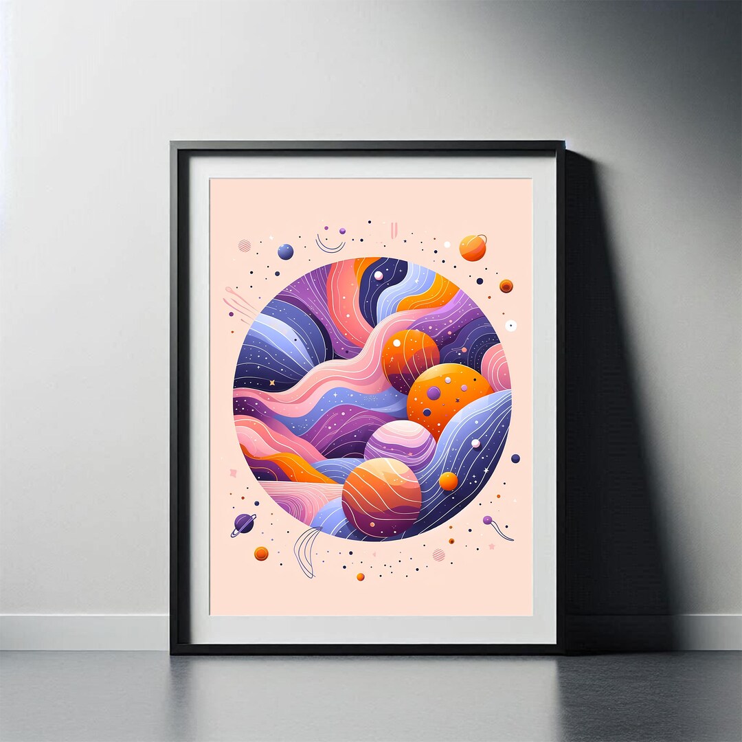 Abstract Planets, Cosmic Art, Beige Poster, Surreal Art, Lilac Poster ...
