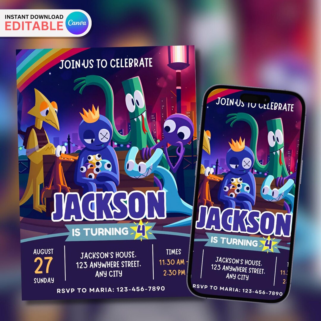 Rainbow Friends Birthday Invitation, Rainbow Party Invite, Friends ...