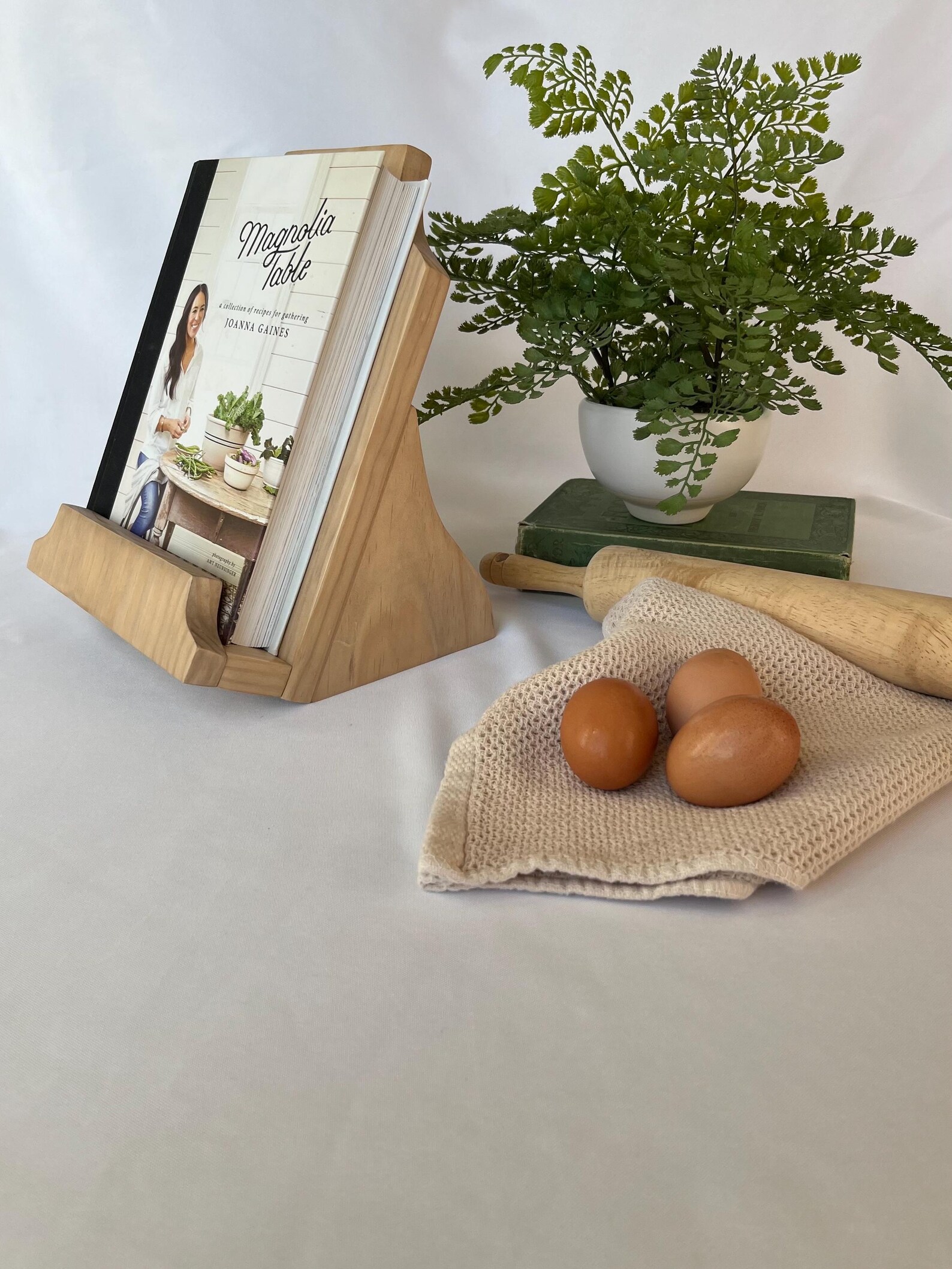 Cookbook Stand | Wooden Cook Book Display | Recipe + Tablet Holder ...