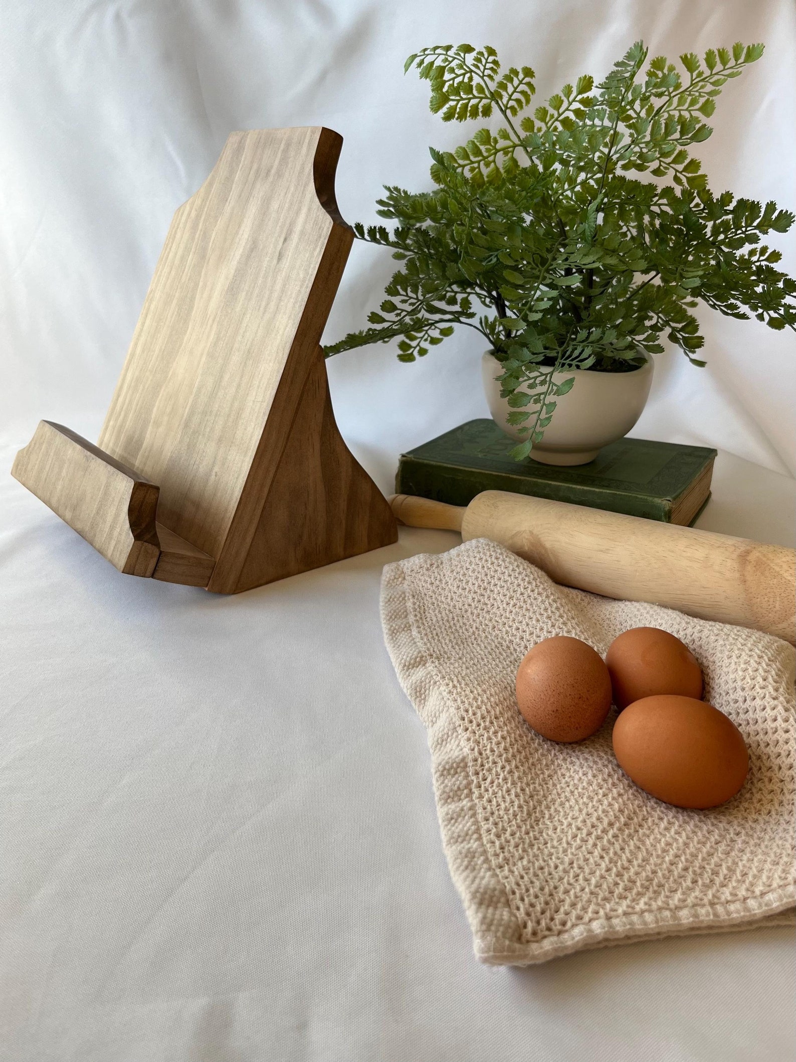 Cookbook Stand | Wooden Cook Book Display | Recipe + Tablet Holder ...