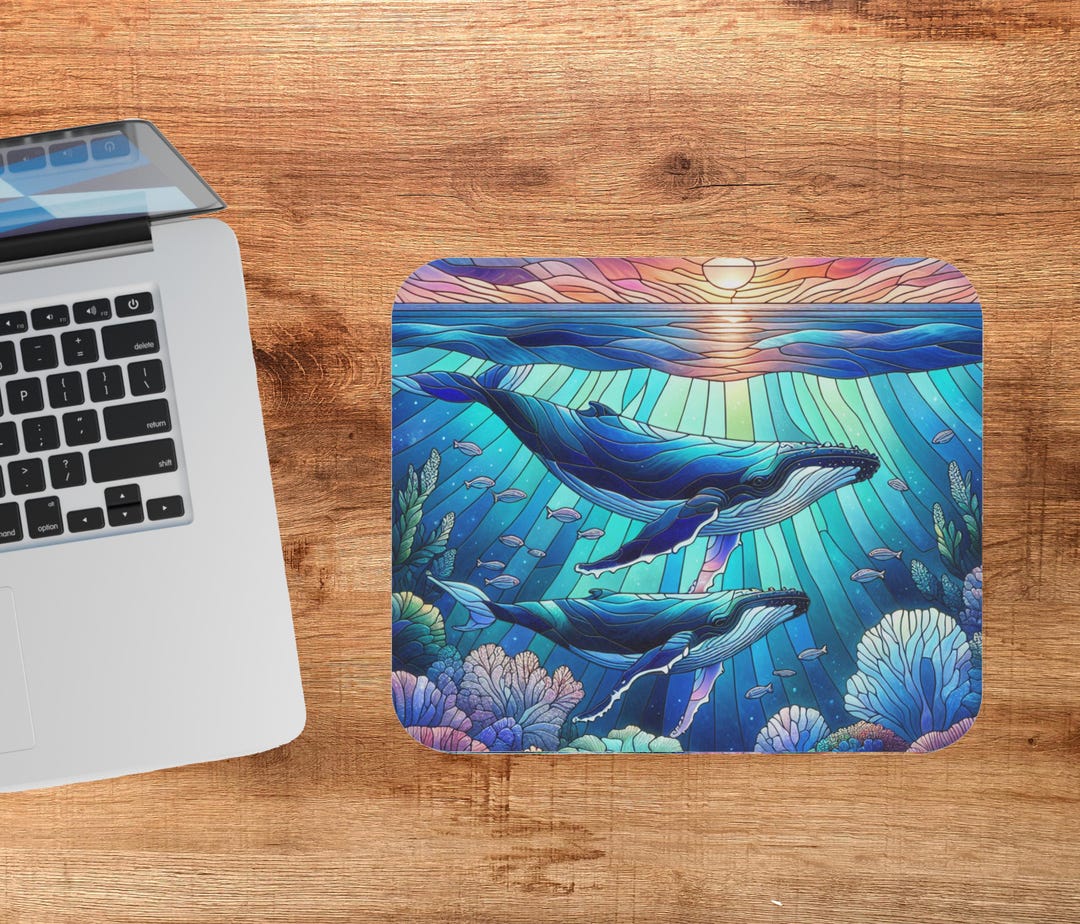 Humpback Whale Watching Mouse Pad, Ocean Art Desk Decor, Home Office ...