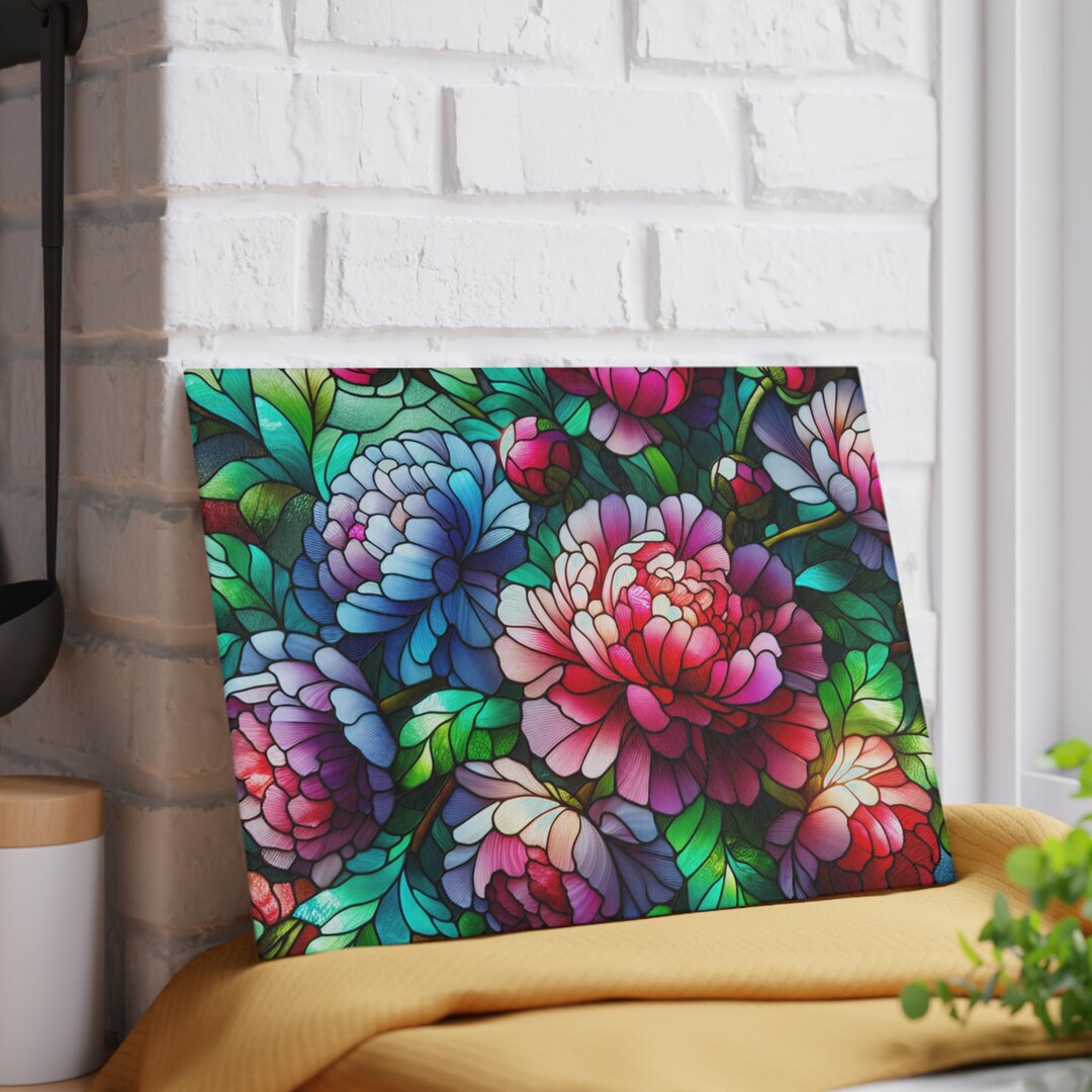 Floral Stained Glass Cutting Board, Kitchen Decor, Gift for Chefs ...