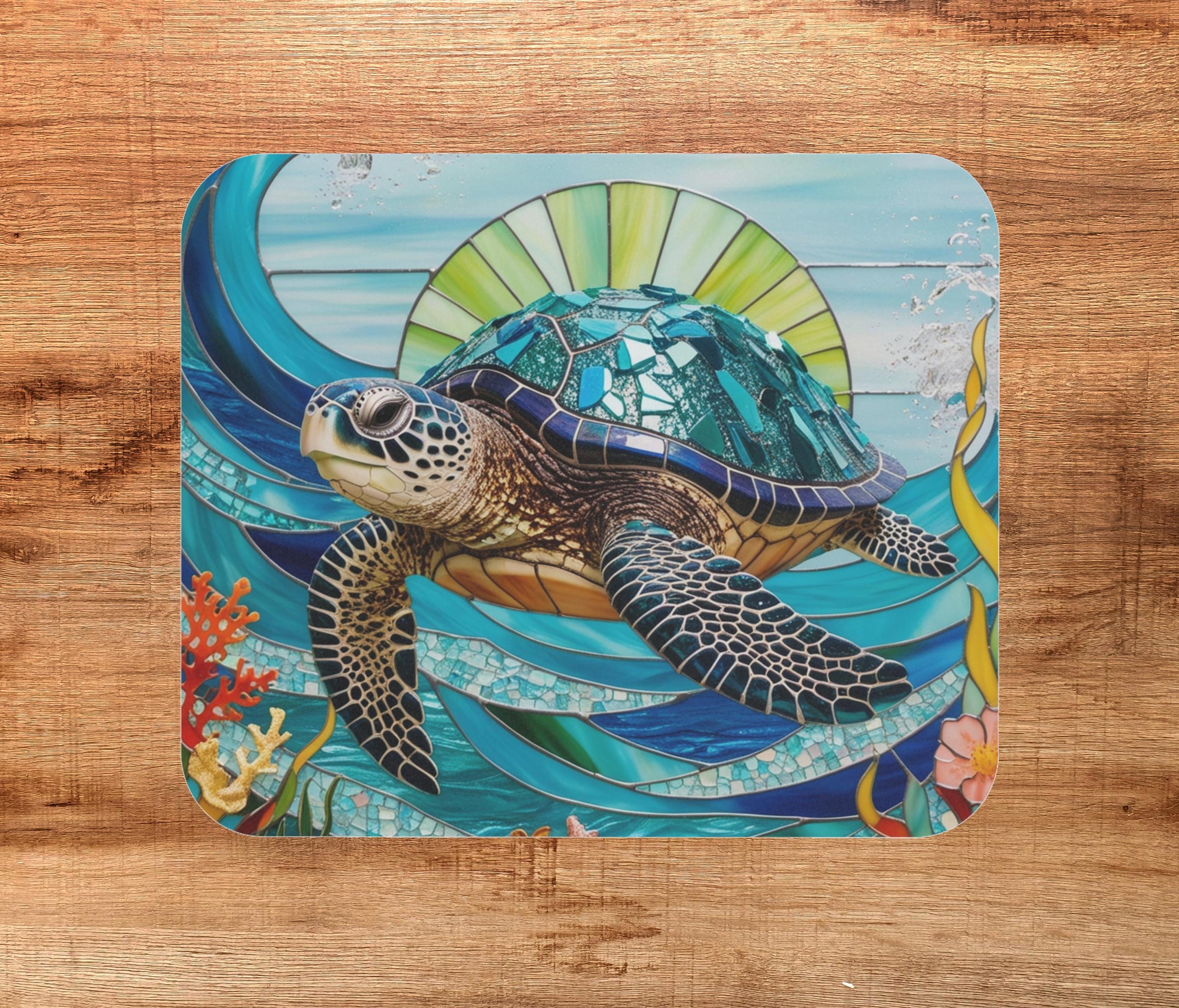 Marine Life Mouse Pad, Colorful Turtle Mousepad, Ocean Decor, Office ...