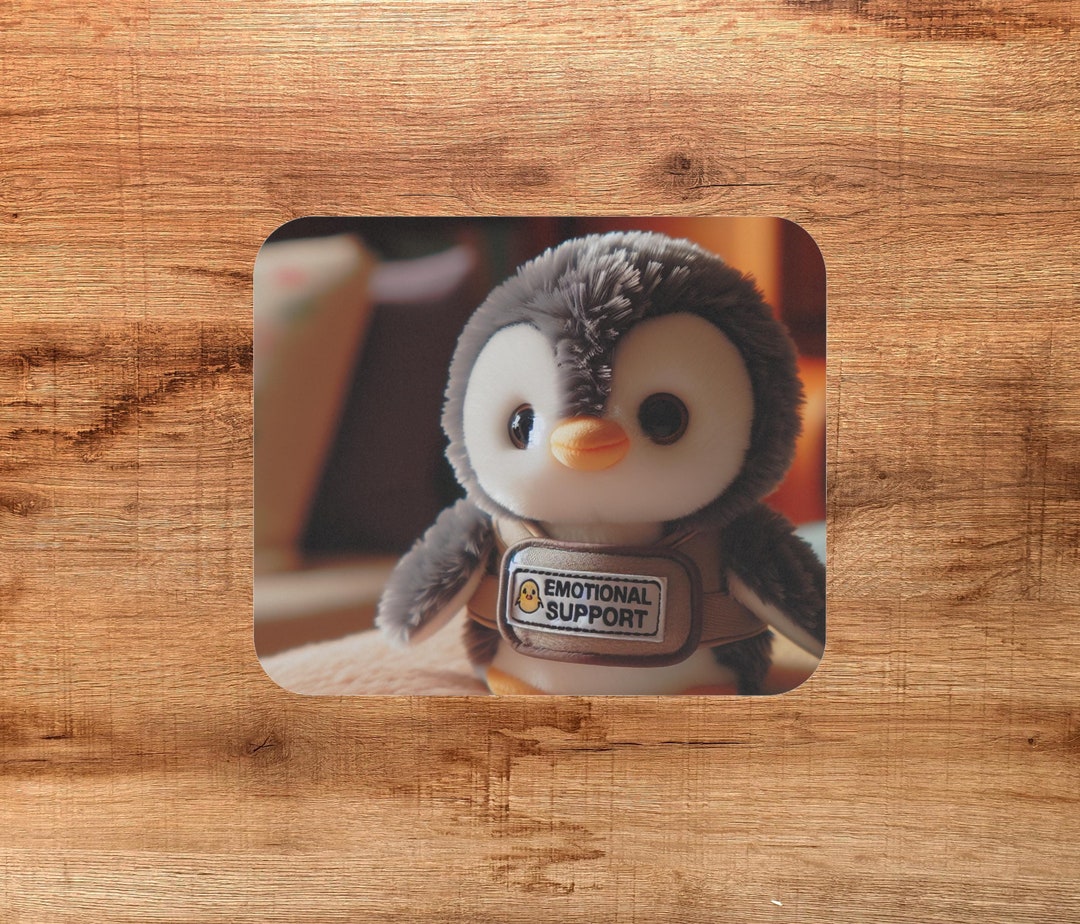 Cute Penguin Emotional Support Mouse Pad, Desk Accessory, Gift for ...
