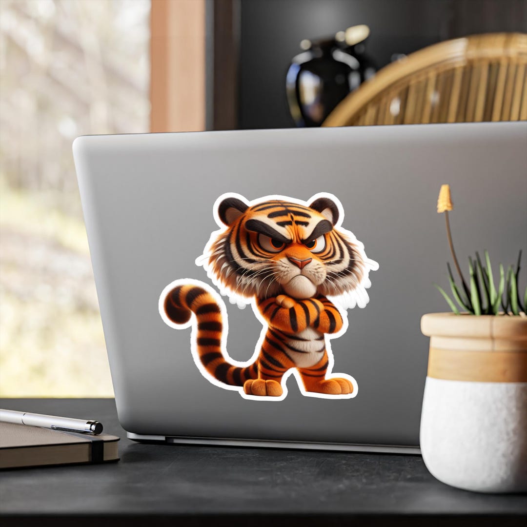Bold Tiger Kiss-cut Vinyl Decals, Cute Angry Animal Stickers, Car ...