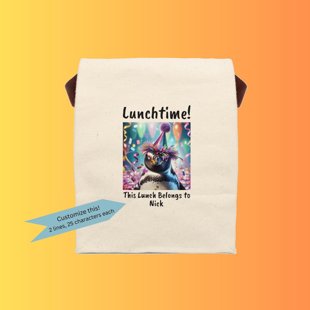 Whimsical Penguin Lunchtime! Lunch Bag, Cute Penguin Lunch Tote, Eco ...