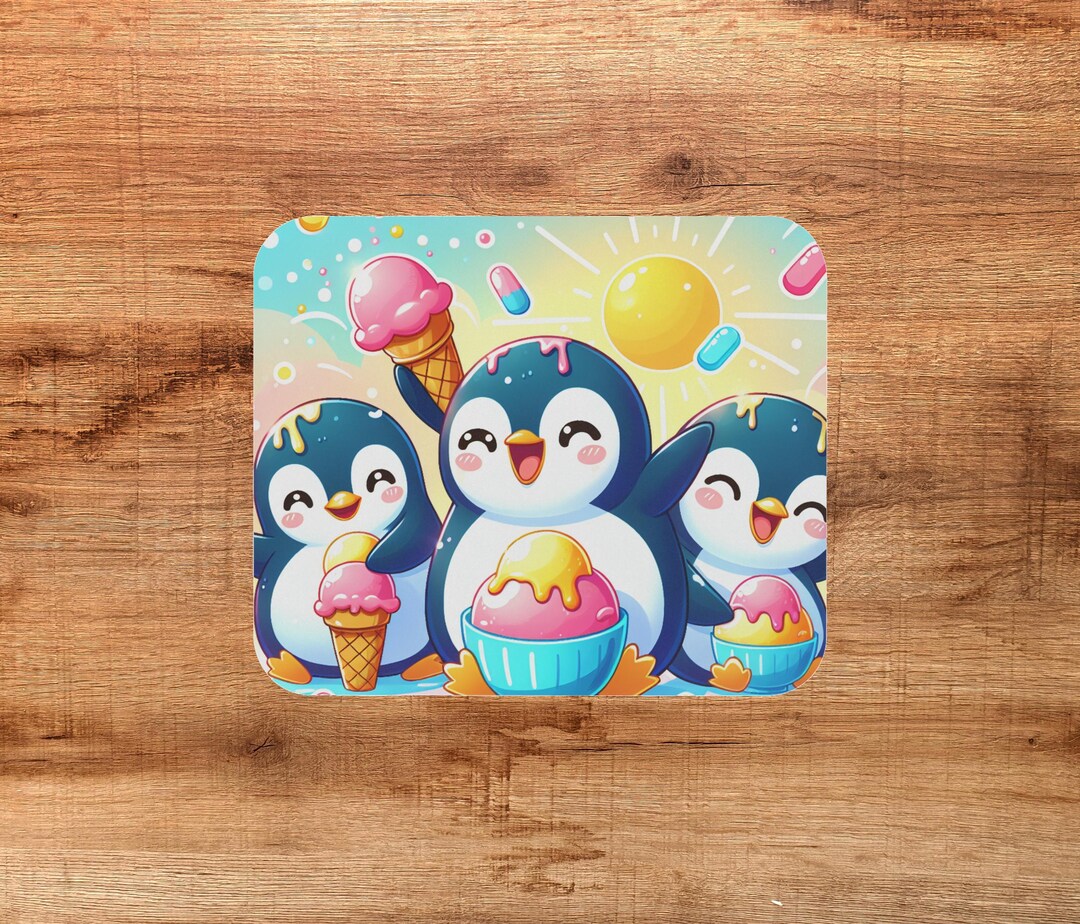 Cute Penguin Ice Cream Mouse Pad, Fun Desk Accessory, Gift for Kids ...