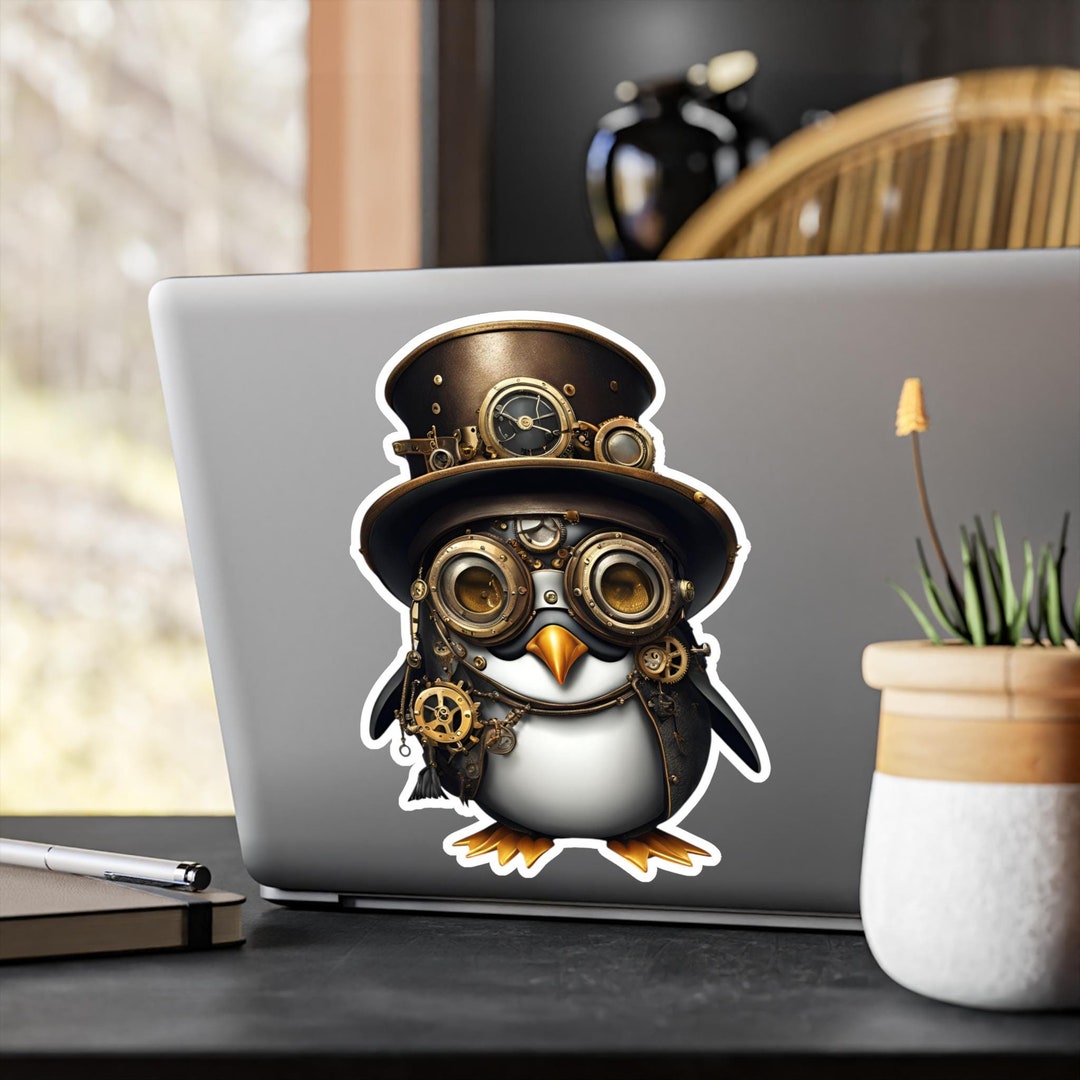 Steampunk Penguin Vinyl Decals, Fun Wall Art, Perfect for Gifts, Home ...