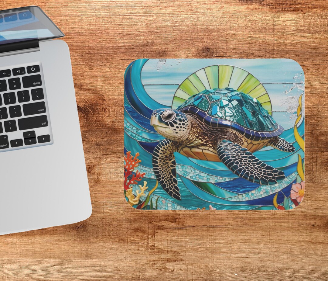 Marine Life Mouse Pad, Colorful Turtle Mousepad, Ocean Decor, Office ...