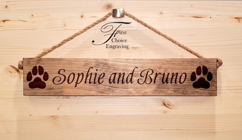 Dog Sign | Custom Wooden Dog Name Sign | Engraved Gift | Pet Name ...