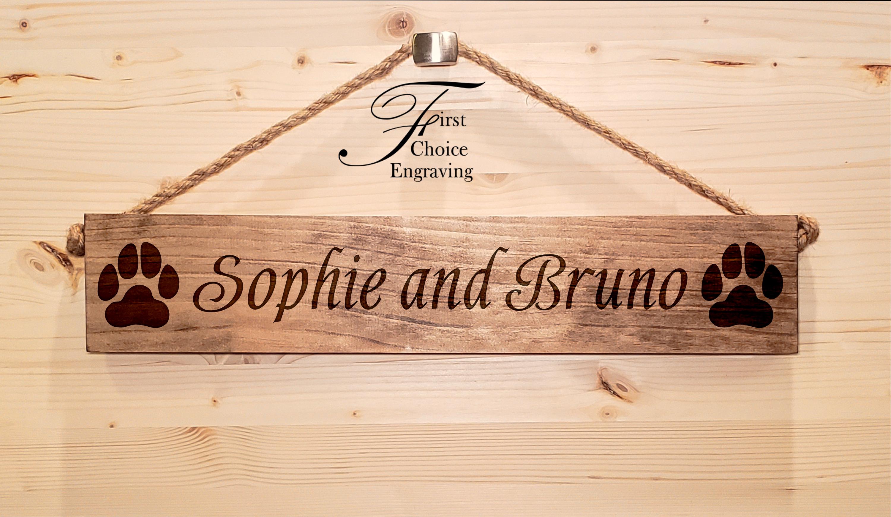 Dog Sign | Custom Wooden Dog Name Sign | Engraved Gift | Pet Name ...