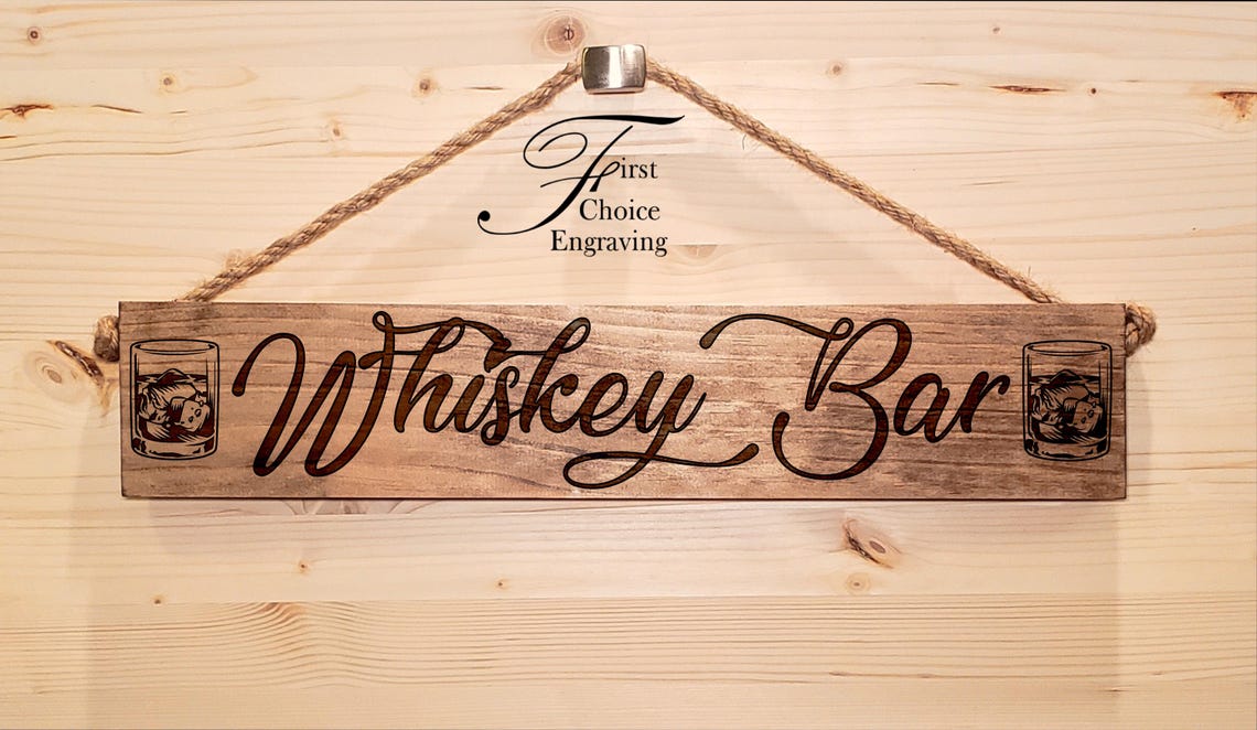 Whiskey Bar Sign | Custom Whiskey Wooden Sign | Engraved Gift | Rustic ...