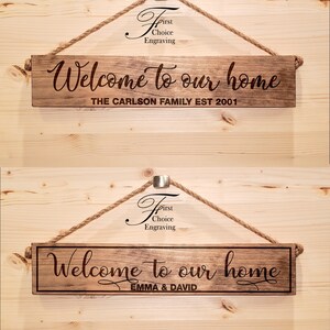 Welcome to Our Home Sign | Custom Welcome Wooden Sign | Engraved Gift ...