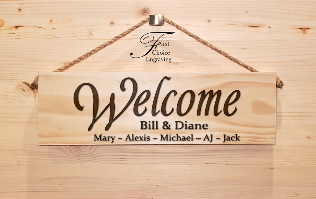 Custom Welcome Sign | Engraved Welcome Wooden Sign | Engraved Gift ...
