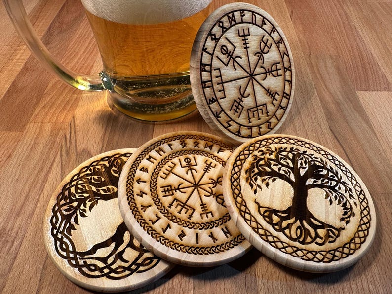 Viking Coaster | Pine Coaster | Custom Gift | Wedding Gift | Fathers ...