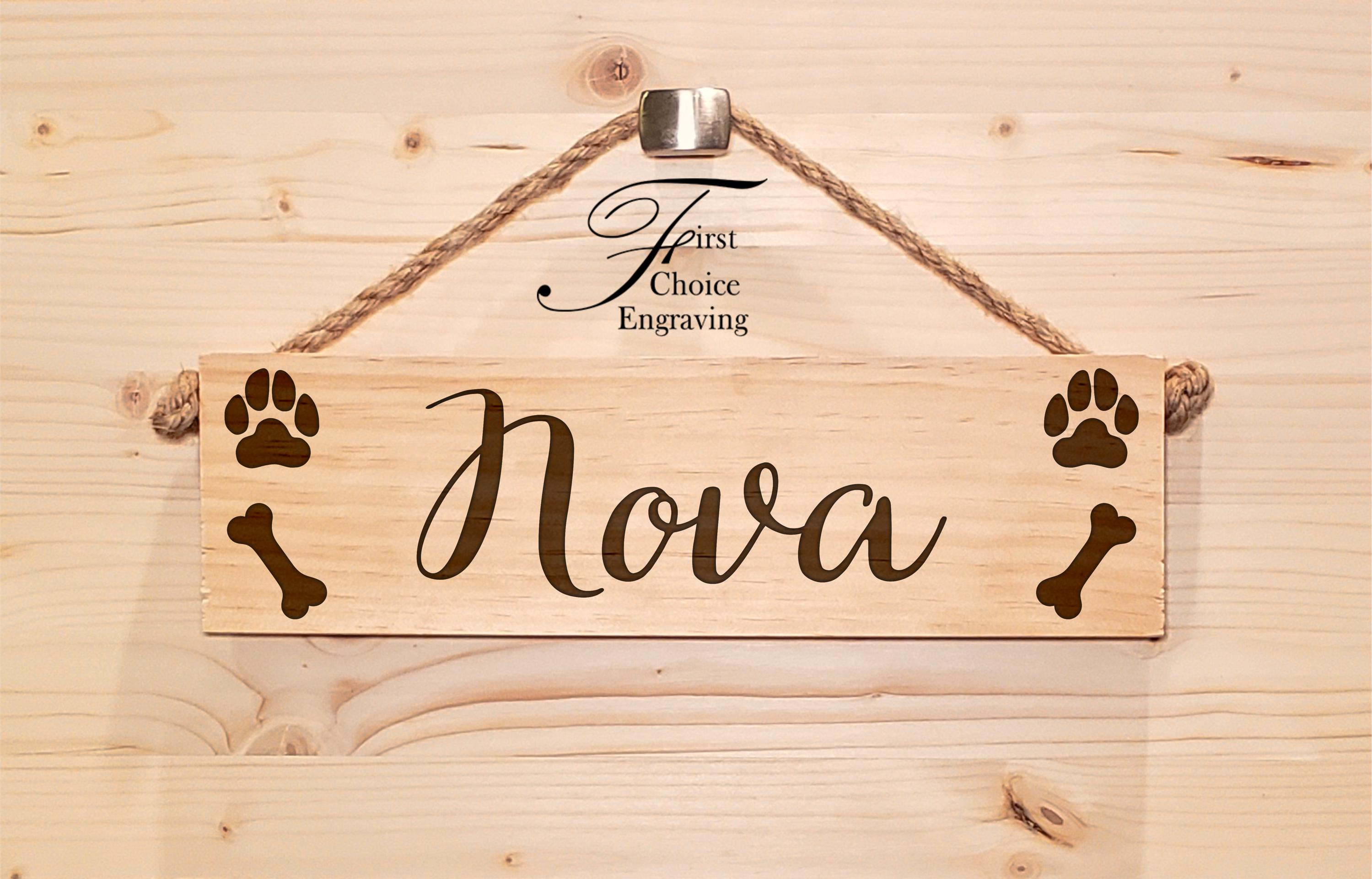 Dog Sign | Custom Wooden Dog Name Sign | Engraved Gift | Pet Name ...