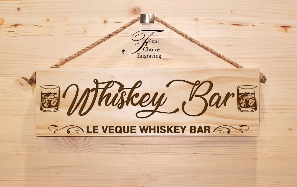 Whiskey Bar Sign | Custom Whiskey Wooden Sign | Engraved Gift | Rustic ...