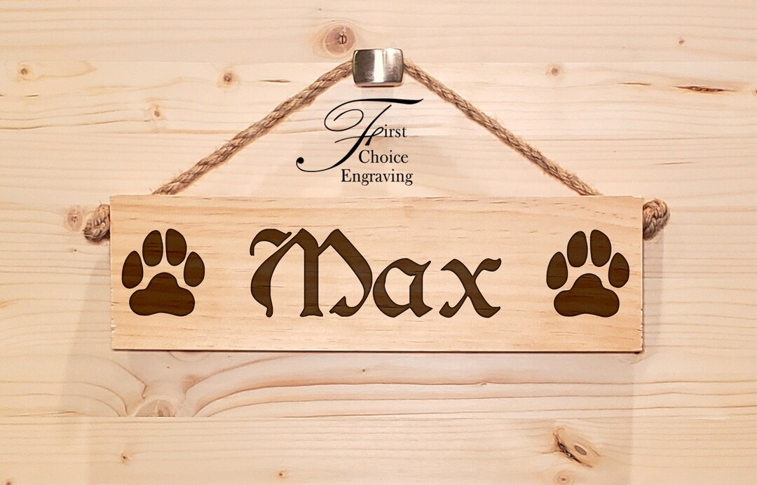 Dog Sign | Custom Wooden Dog Name Sign | Engraved Gift | Pet Name ...