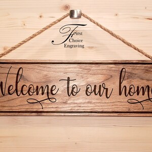 Welcome to Our Home Sign | Custom Welcome Wooden Sign | Engraved Gift ...