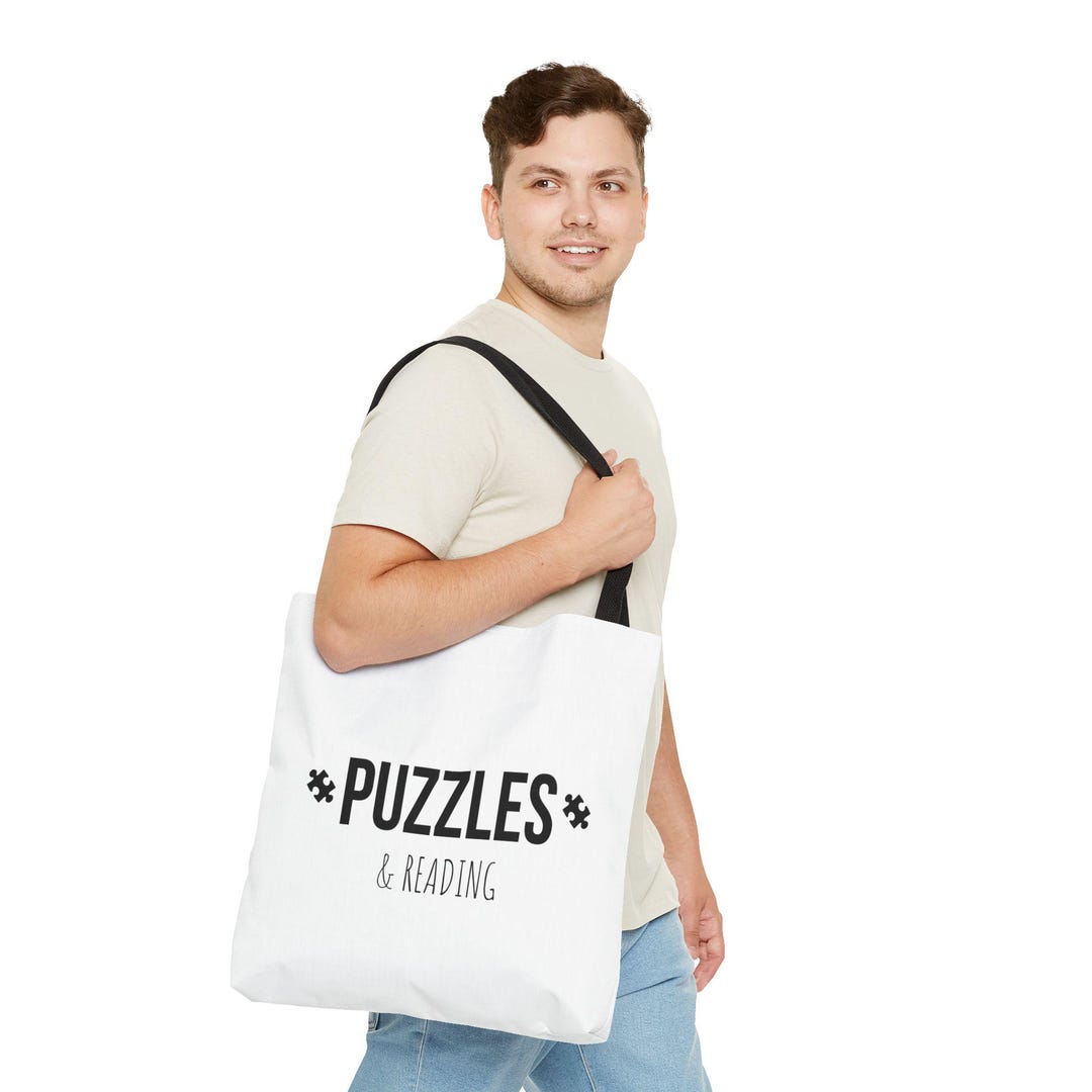 Puzzles and Reading Tote Bag - Book & Puzzle Lover Gift, Jigsaw ...