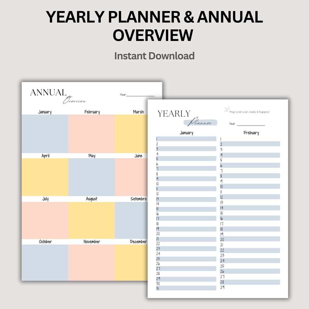 2025 Digital Yearly Planner - Editable & Printable Minimalist Monthly ...