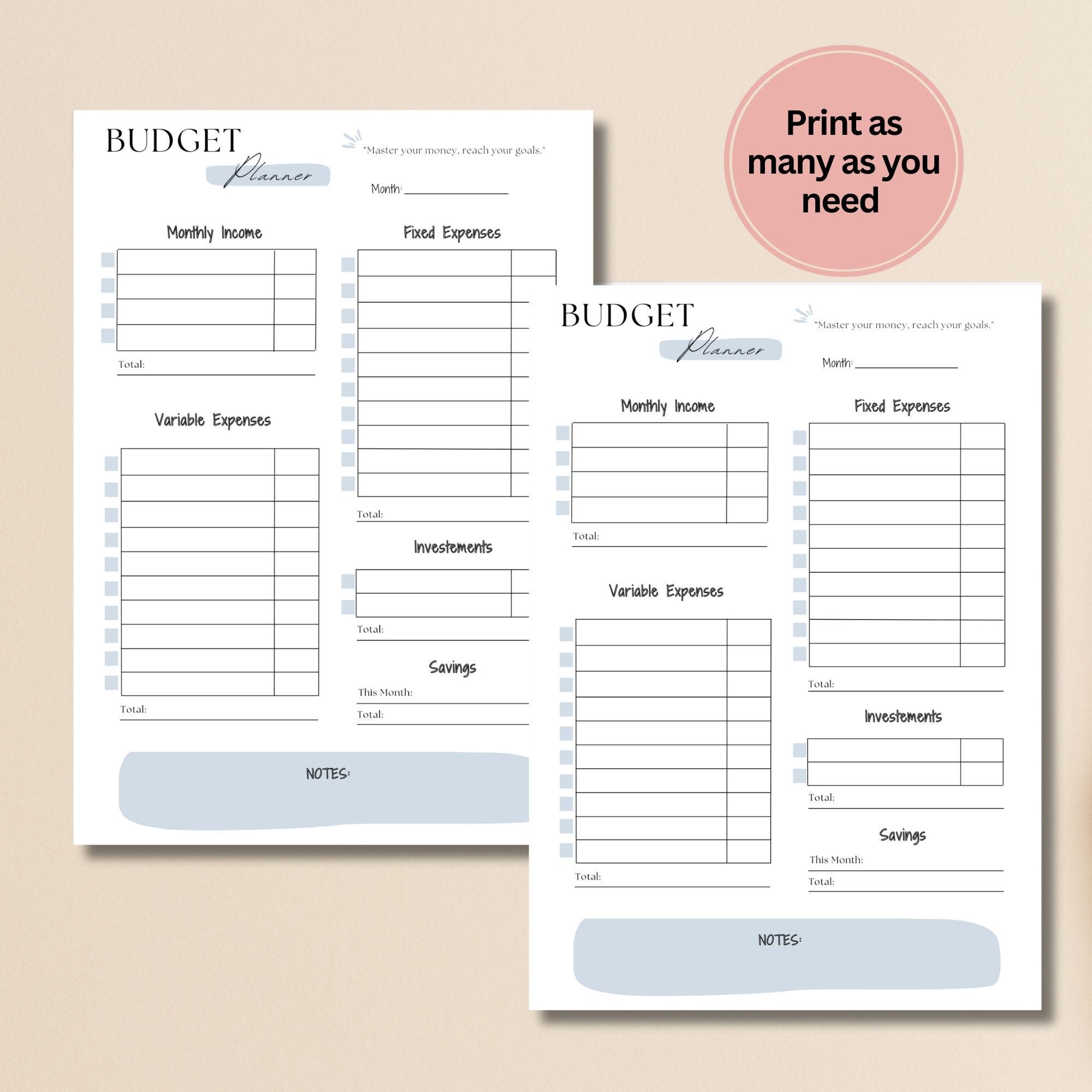 Editable Budget Planner - Printable Monthly Budget Sheet PDF, Family ...