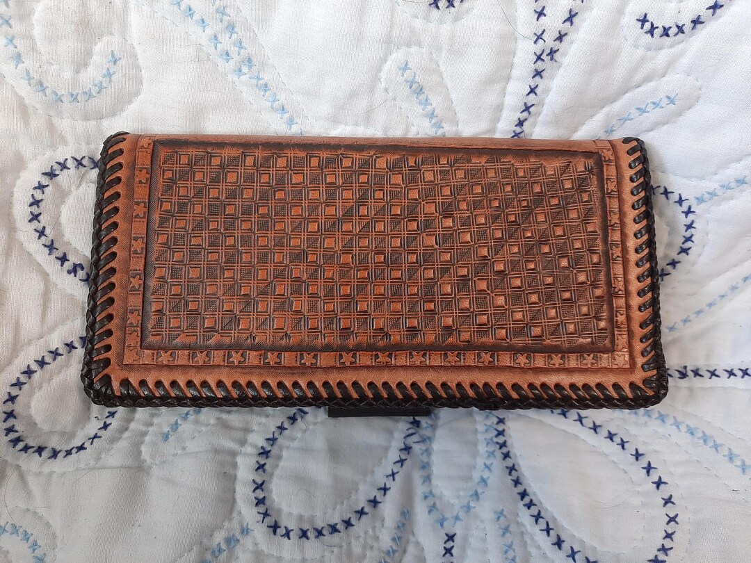 Brown Deluxe Leather Checkbook Cover Bifold Wallet Combo Handmade/hand ...