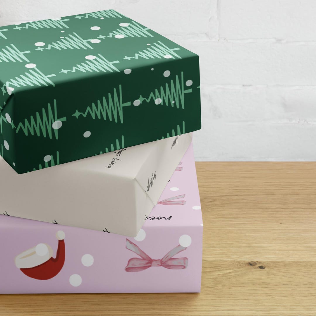Pine Tree and Snow Gift Wrap Set - Etsy