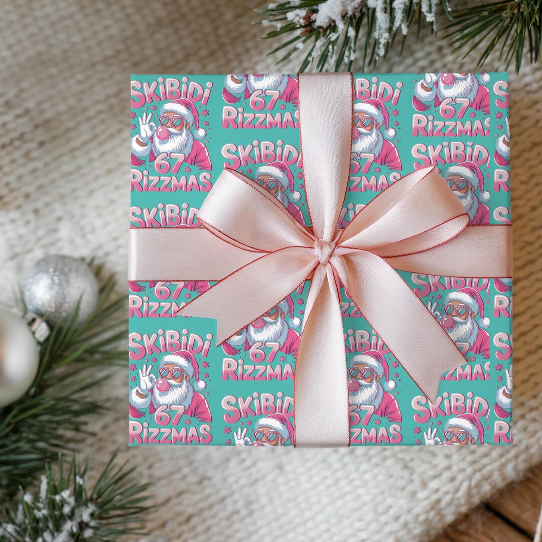 Skibidi Rizzmas 67 Meme Wrapping Paper, Funny Christmas Gift Wrap ...