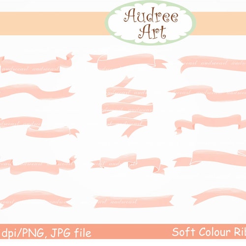 Watercolor Banners Ribbons Clipart: 25 Digital Files. Silver | Etsy