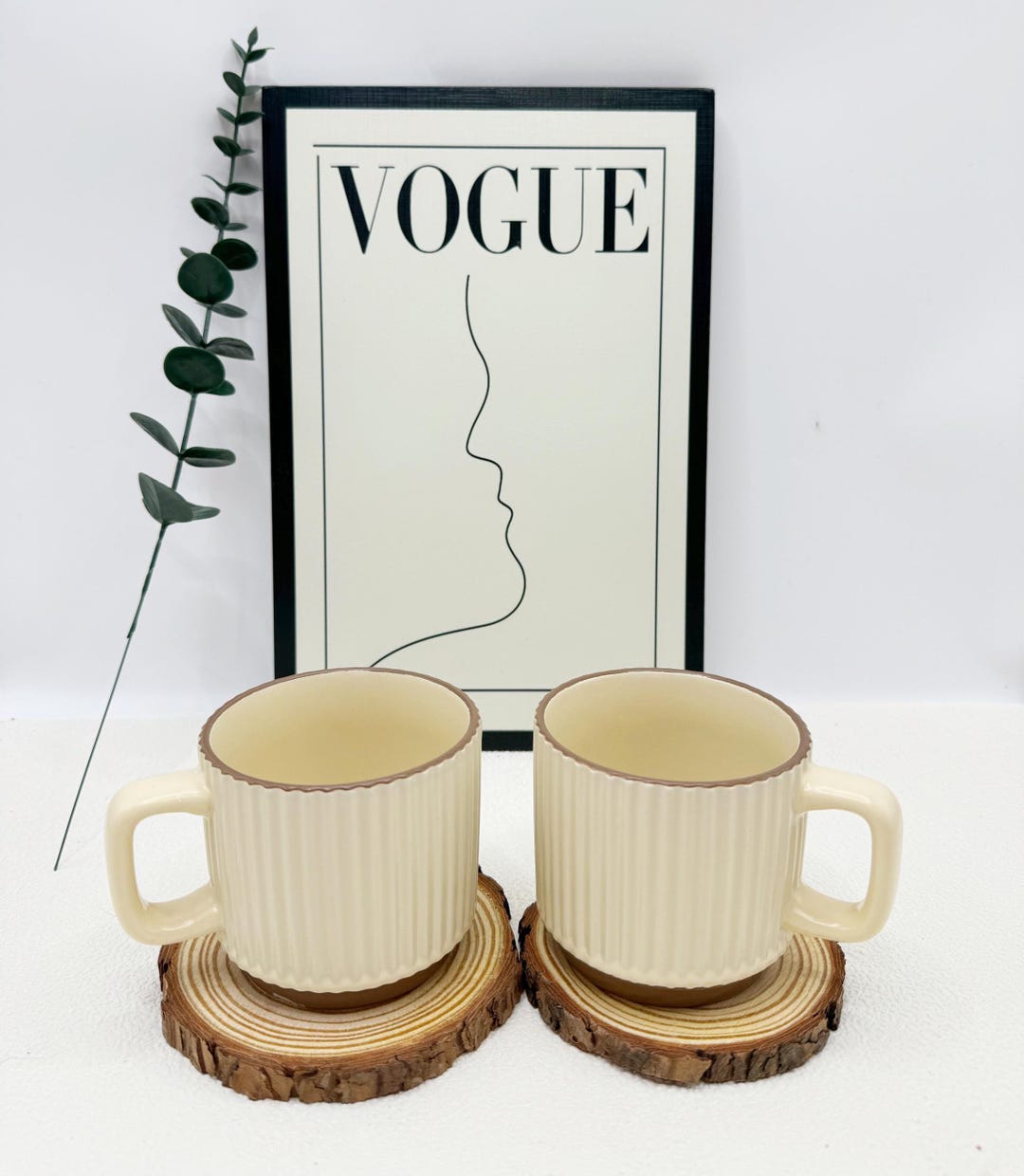 Ceramic Retro Vertical Stripe Coffee Cup / Ceramic Coffee Cup / Ceramic ...