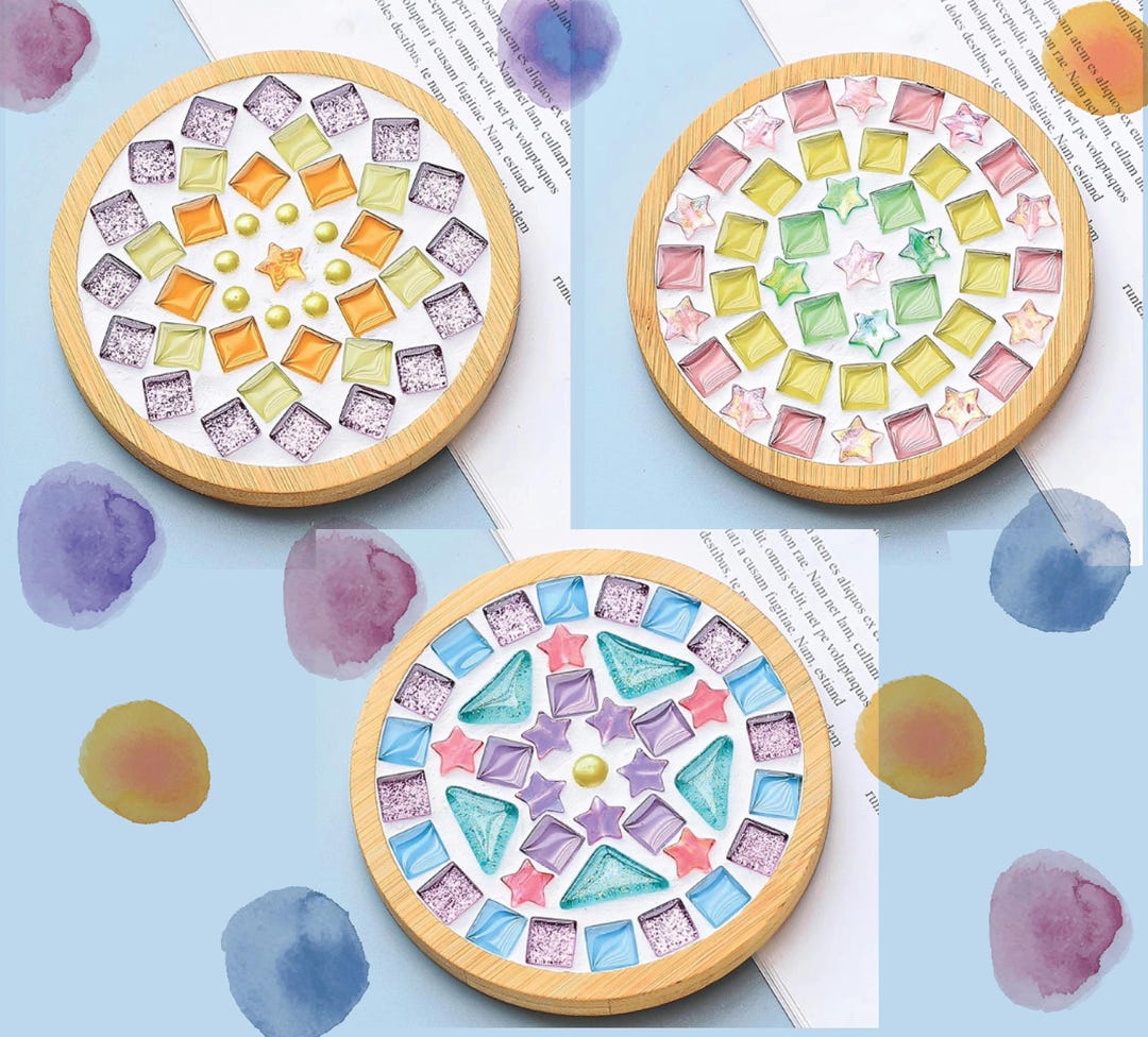 DIY Mosaic Coaster Kit (round), Craft Kit for All Age,mosaic Tile Kit ...