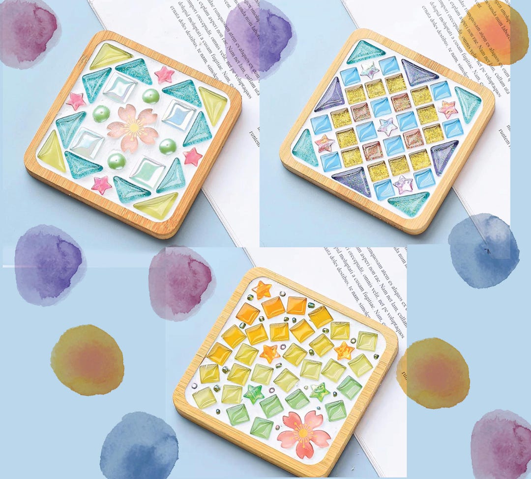 DIY Mosaic Coaster Kit (square), Craft Kit for All Age,mosaic Tile Kit ...