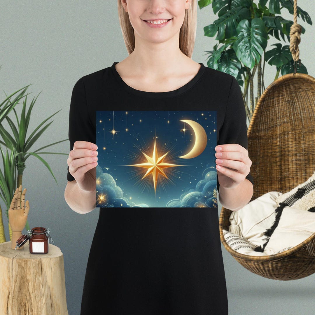 Wall Poster for Home or Office. Wall Poster With Moon and Star Theme ...