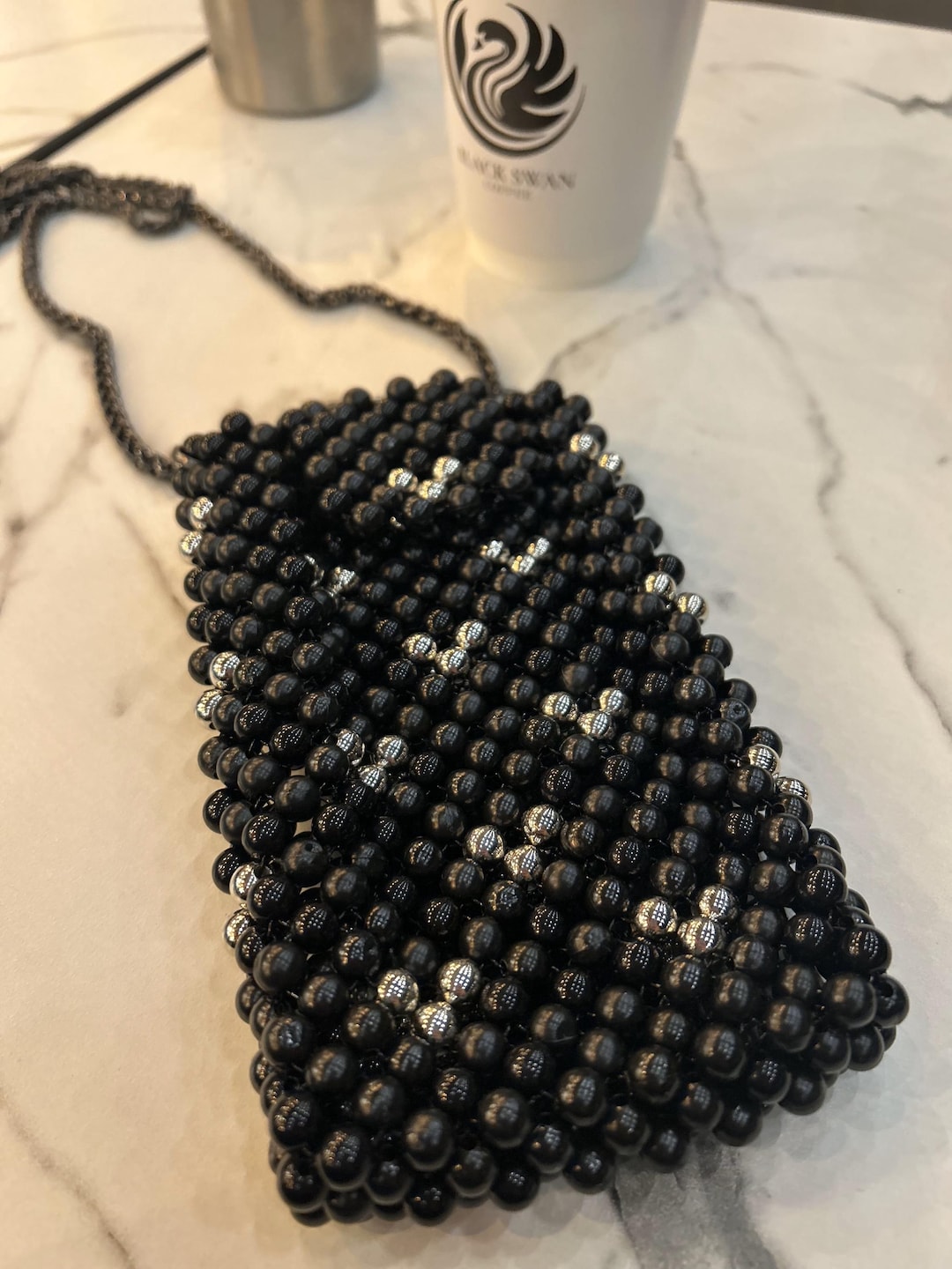 Black Beaded Phone Bag, Crossbody Phone Bag, Perfect Look, Everday Bag ...