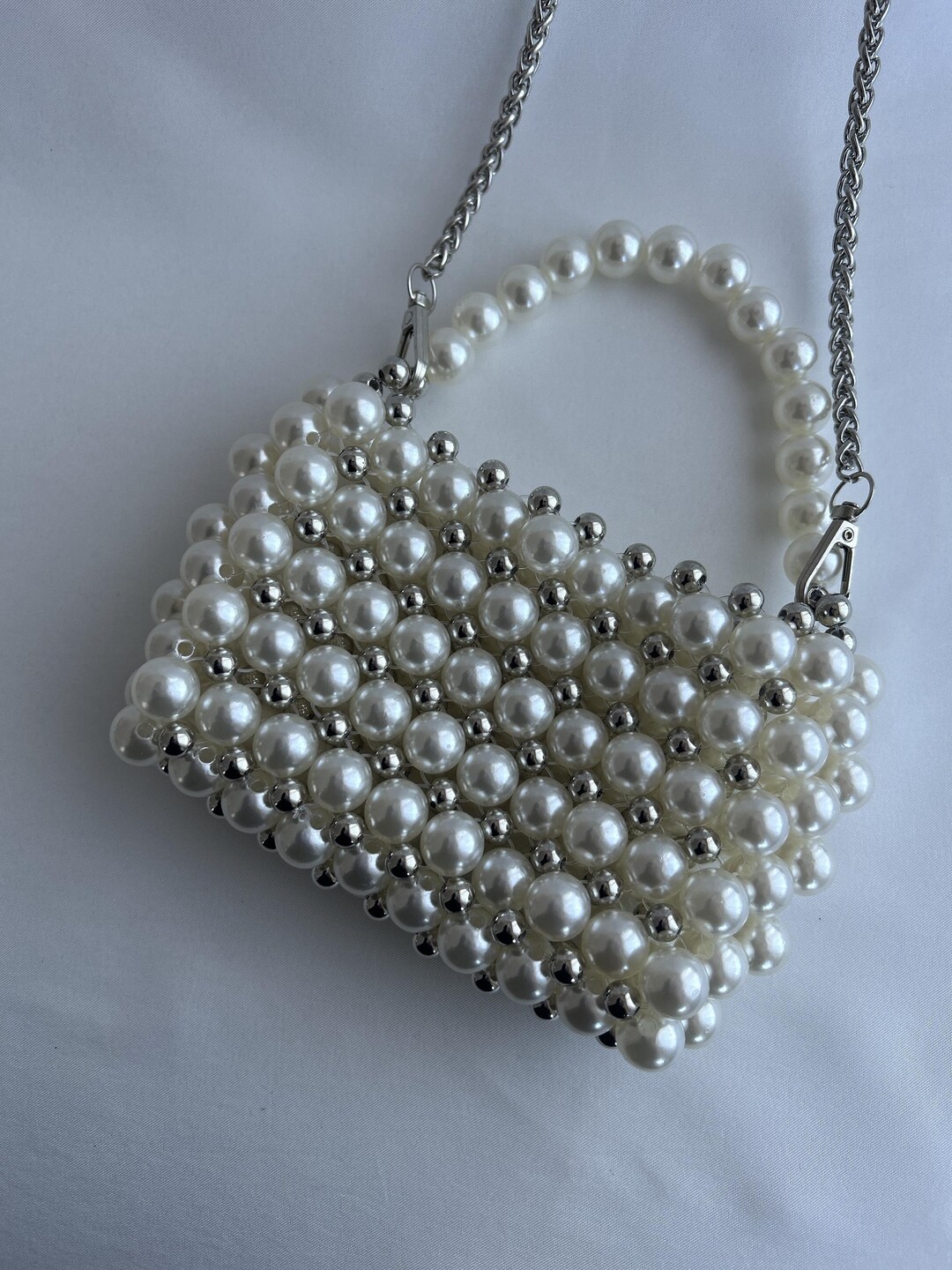 Handmade Pearl Shoulder Bag, Pearl Clutch Bag, Pearl Bag, Gift for Her ...