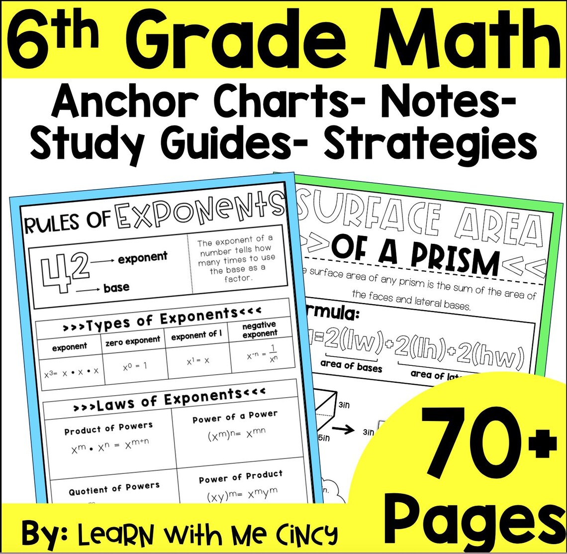 6th Grade Match Resources, Anchor Charts, & Study Guides - Etsy