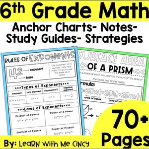 6th Grade Match Resources, Anchor Charts, & Study Guides - Etsy