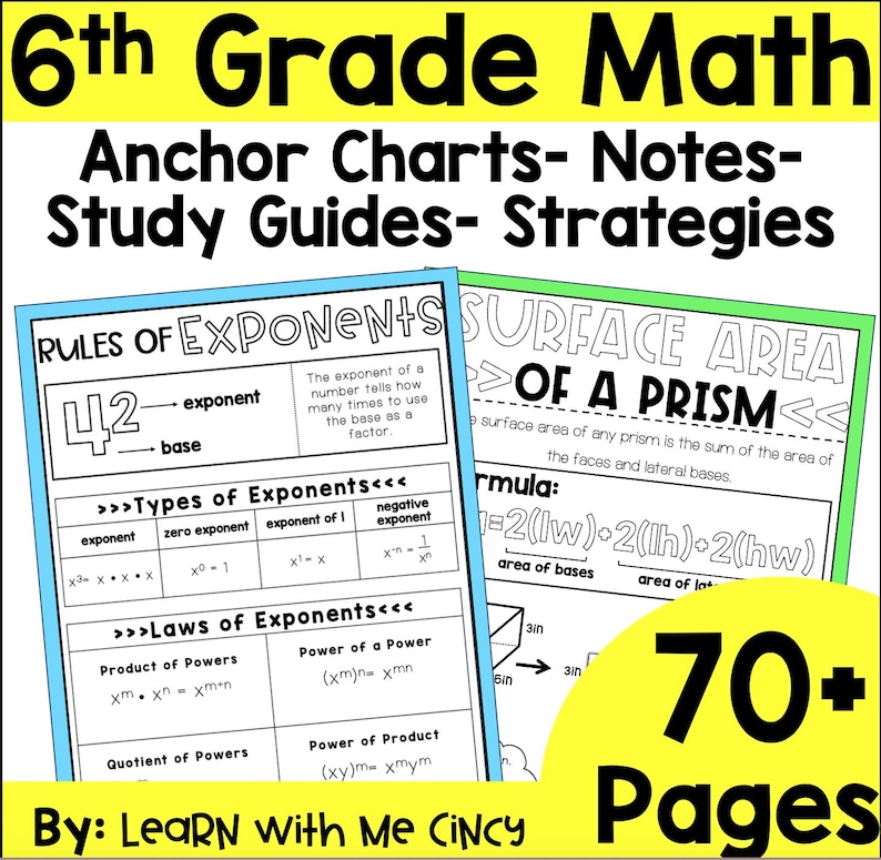 6th Grade Match Resources, Anchor Charts, & Study Guides - Etsy