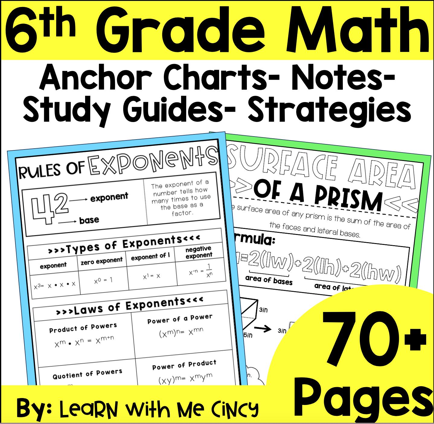 6th Grade Match Resources, Anchor Charts, & Study Guides - Etsy