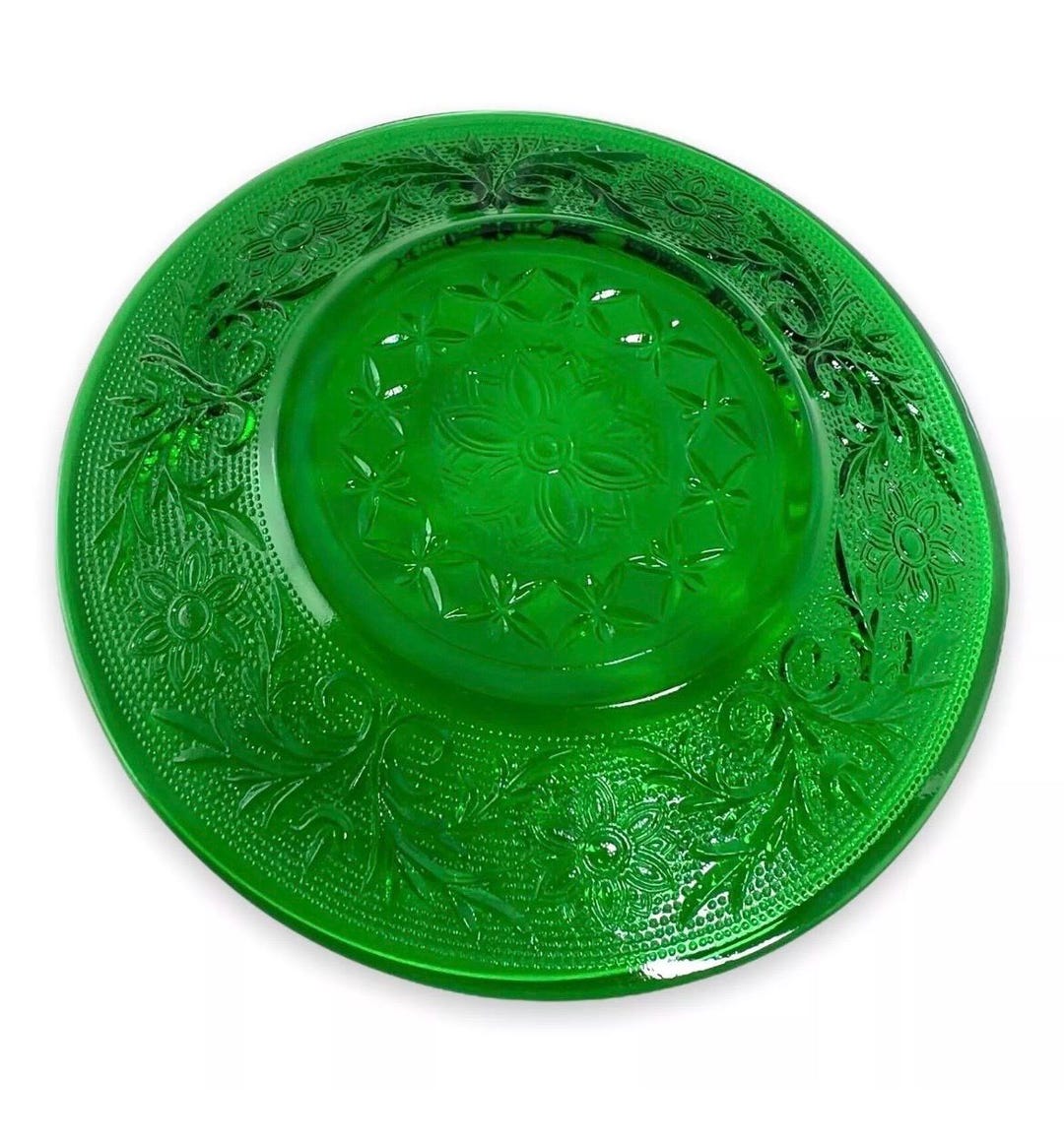 Vintage Emerald Green Glass Plates - Anchor Hocking Glass Sandwich ...